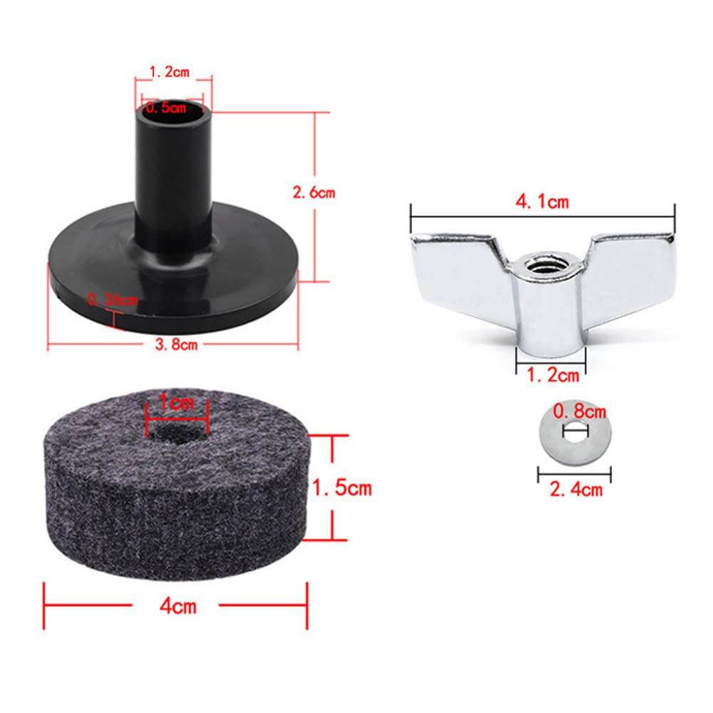 Cymbal Replacement Accessories Cymbal Sleeves with Base Wing Nuts Cymbal Felts Hi-Hat Clutch Felt Hi Hat Cup Felt&Cymbal Washer (B-21)