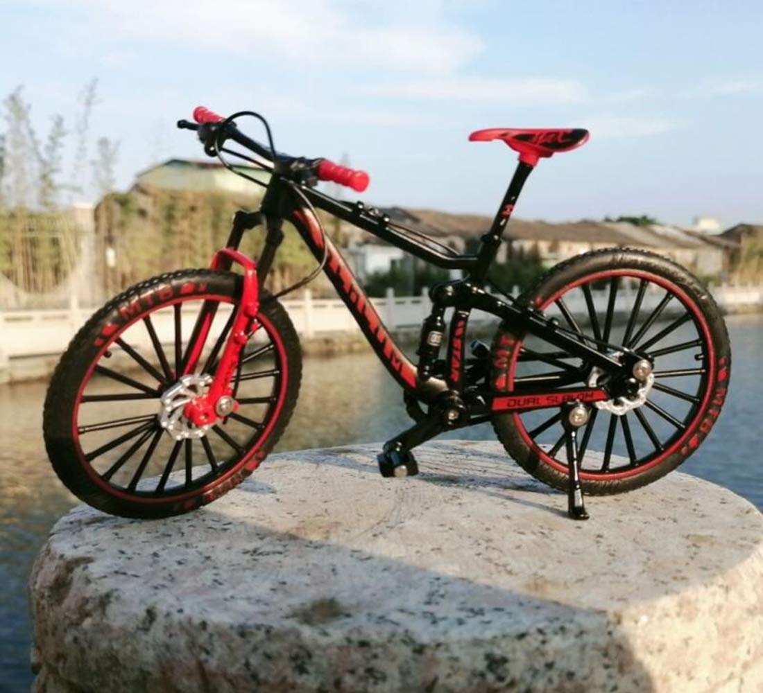 YEIBOBO ! Alloy Mini Downhill Mountain Bike Toy, Die-cast BMX Finger Bike Model for Collections (Black/Red)