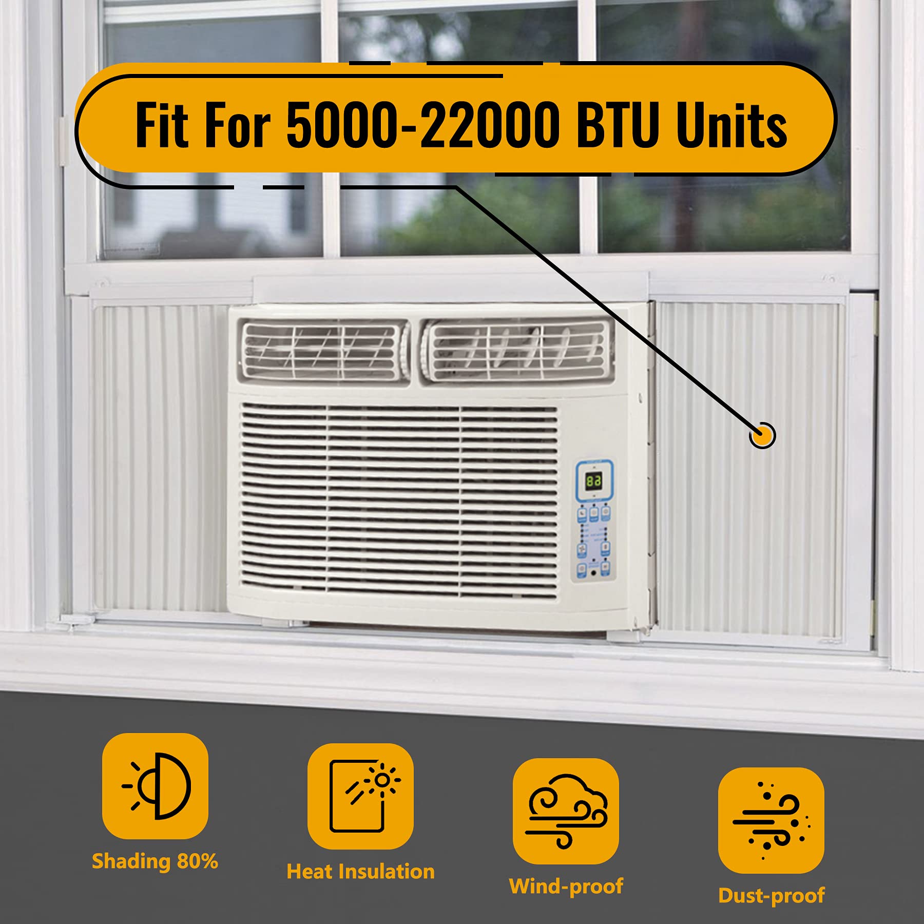 LBG Products Window AC Insulating Side Panel Kit Fits for Window Air Conditioner Units Replacement Screen,17" H x 10" W, 2 Pack,White