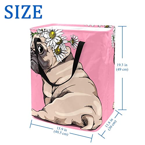Garland Bulldog Print Collapsible Laundry Hamper, 60L Waterproof Laundry Baskets Washing Bin Clothes Toys Storage for Dorm Bathroom Bedroom