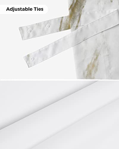 Tie Up Valance for Kitchen Windows,Abstract White Marble Gold Inlay Adjustable Valances Rod Pocket Short Curtain,Modern Simple Geometric Tie Up Curtains Valance for Bedroom Bathroom 60x18in