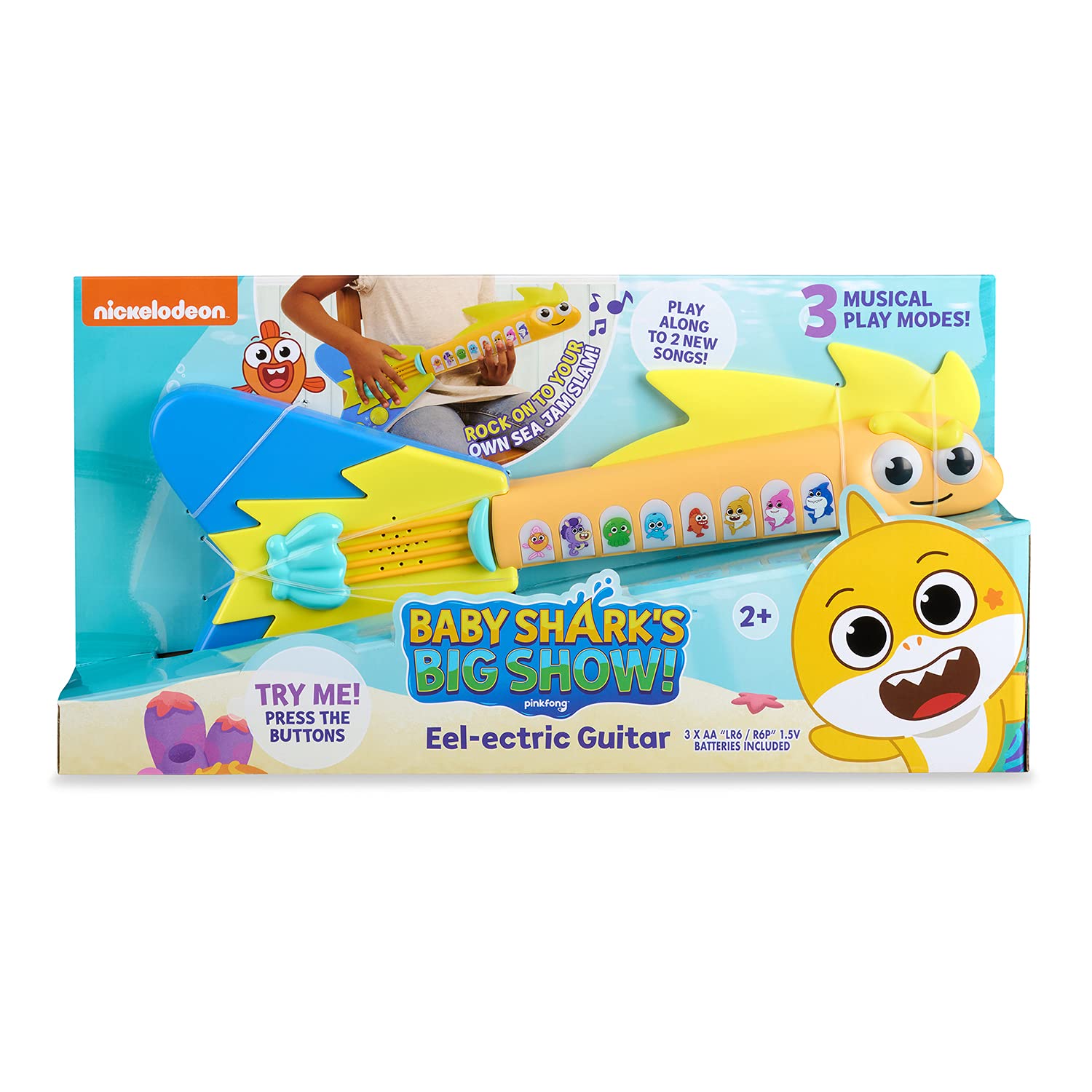 WowWee Baby Shark's Big Show! EEL-ectric Guitar – Interactive Musical Toys for Toddlers – Lights and Sounds Toy Guitar