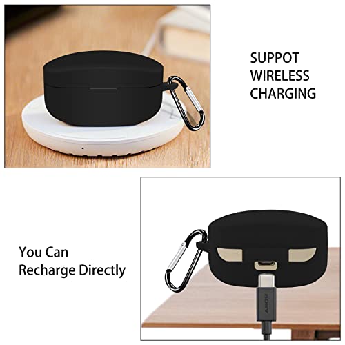 for Sony WF 1000XM4 Case Cover Monochrome Design, Smooth Surface Soft Silicone Material WAMOY WF-1000XM4 Protective Case (Black)