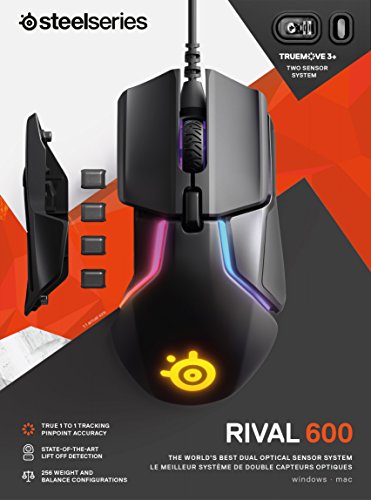 SteelSeries Rival 600 - Gaming Mouse - 12,000 CPI TrueMove3+ Dual Optical Sensor - 0.05 Lift-Off Distance - Weight System