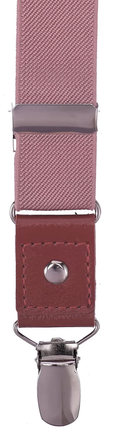 CEAJOO Men's Suspenders and Bow Tie Set Adjustable Y Back 47" Dust Pink