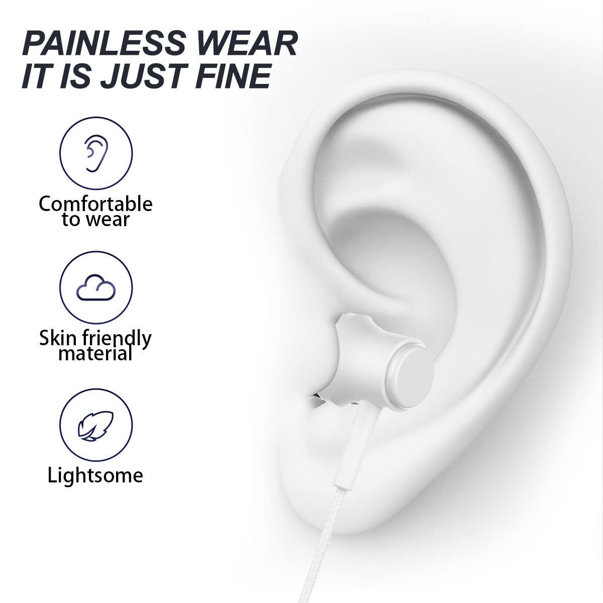 Earbuds Headphones Wired Earphones Earbuds 3.5mm Plug for Smartphone PC Laptop 4Pack(2xWhite+2xBlack)
