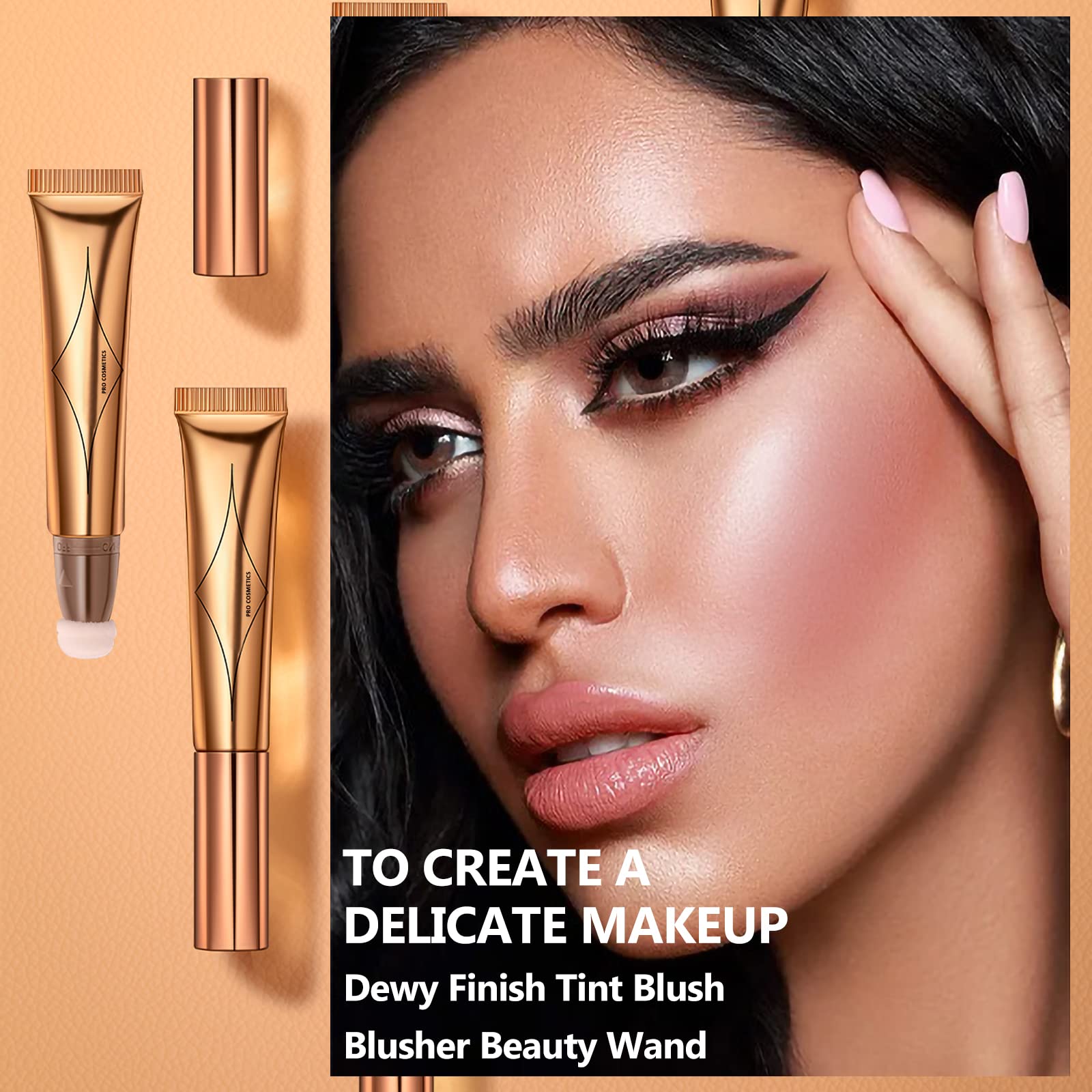 DAGEDA Highlighter Beauty Women Wand, Shimmer Liquid Face Highlighter, Smooth Creamy Liquid Highlighter Stick with Soft Cushion Applicator, Waterproof Body Face Glowing Highlighter Makeup (04)