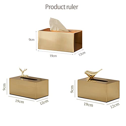 Tissue Box Cover Rectangular,Modern Metal Tissue Box Cover, Rectangular Holder for Storage On Bathroom Vanity, Countertop, Bedroom Dresser, Night Stand, Desk, Table (Color : Golden Deer)