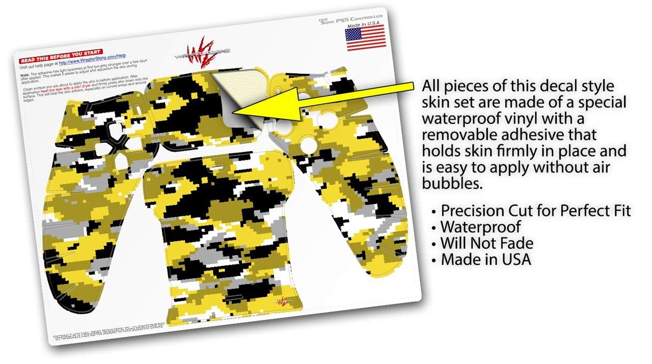WraptorSkinz Skin Wrap compatible with Sony PS5 DualSense Controller WraptorCamo Digital Camo Yellow (CONTROLLER NOT INCLUDED)