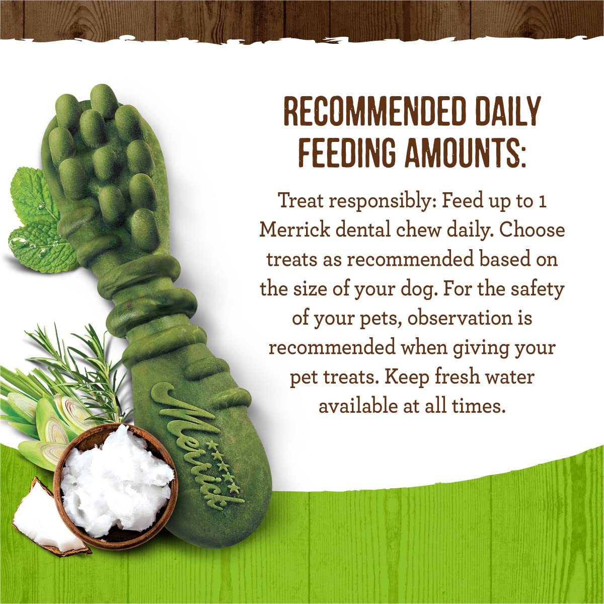 Merrick Fresh Kisses Natural Dental Chews Infused With Coconut And Botanical Oils For Small Dogs 15-25 Lbs - 15 ct. Bag