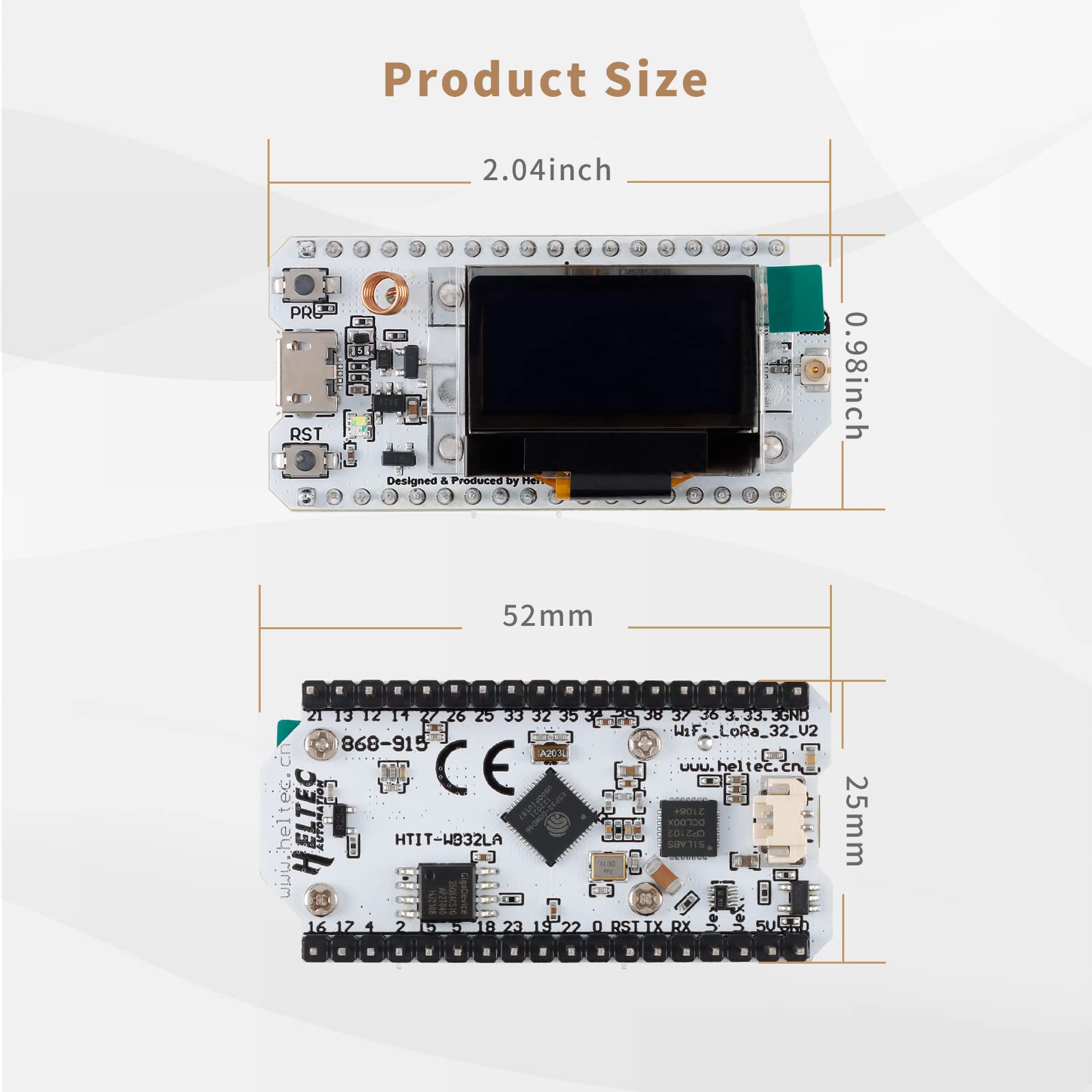 EC Buying ESP32 Development Board SX1262 V3 ESP32 LoRa Integrated WiFi+Bluetooth Dual-Core Microprocessor 240MHz 8MB Flash CP2102 with OLED Display Included 868/915MHZ Antenna Suitable for Arduino