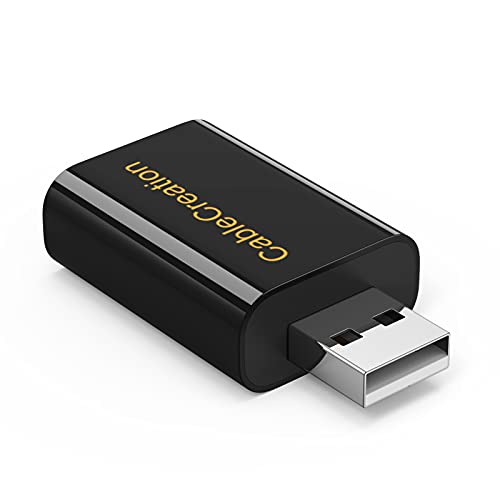 CableCreation Bundle – 2 Items USB Audio Adapter with 3.5mm Jack, 3.5mm Audio Cable TRRS 1.5Feet
