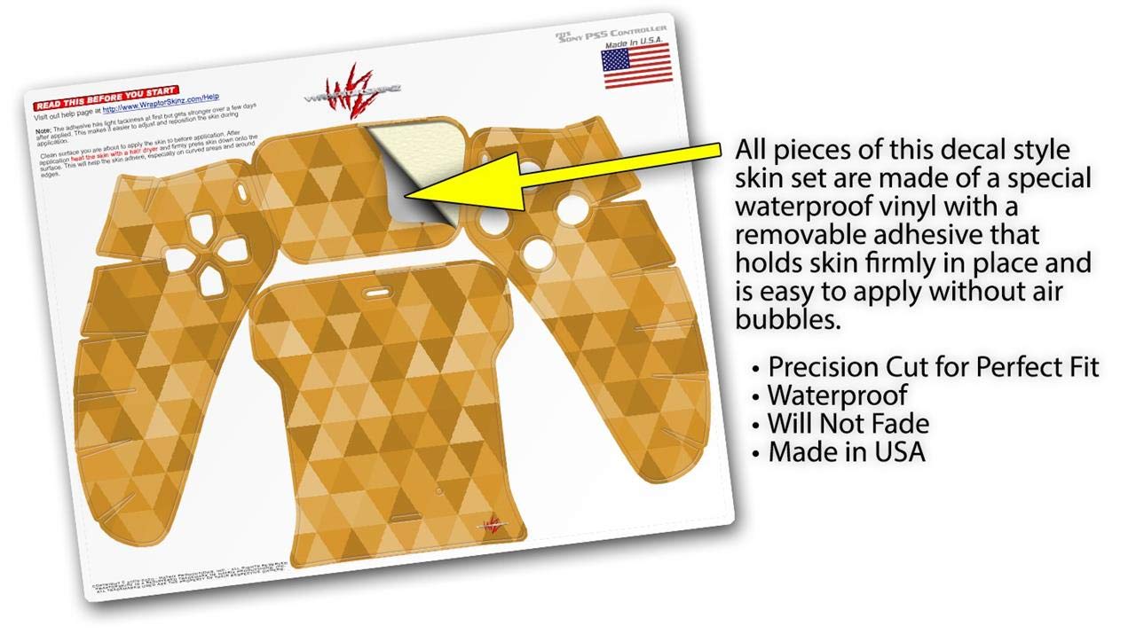 WraptorSkinz Skin Wrap compatible with Sony PS5 DualSense Controller Triangle Mosaic Orange (CONTROLLER NOT INCLUDED)