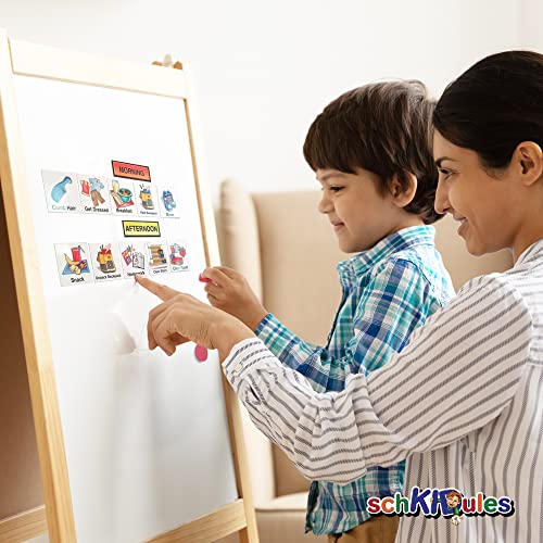 SchKIDules Visual Schedules for Kids 93Pc Home Collection for Daily Routines: 72 Picture Magnets +21 Headings for Children, ADHD & Behavioral Suppports