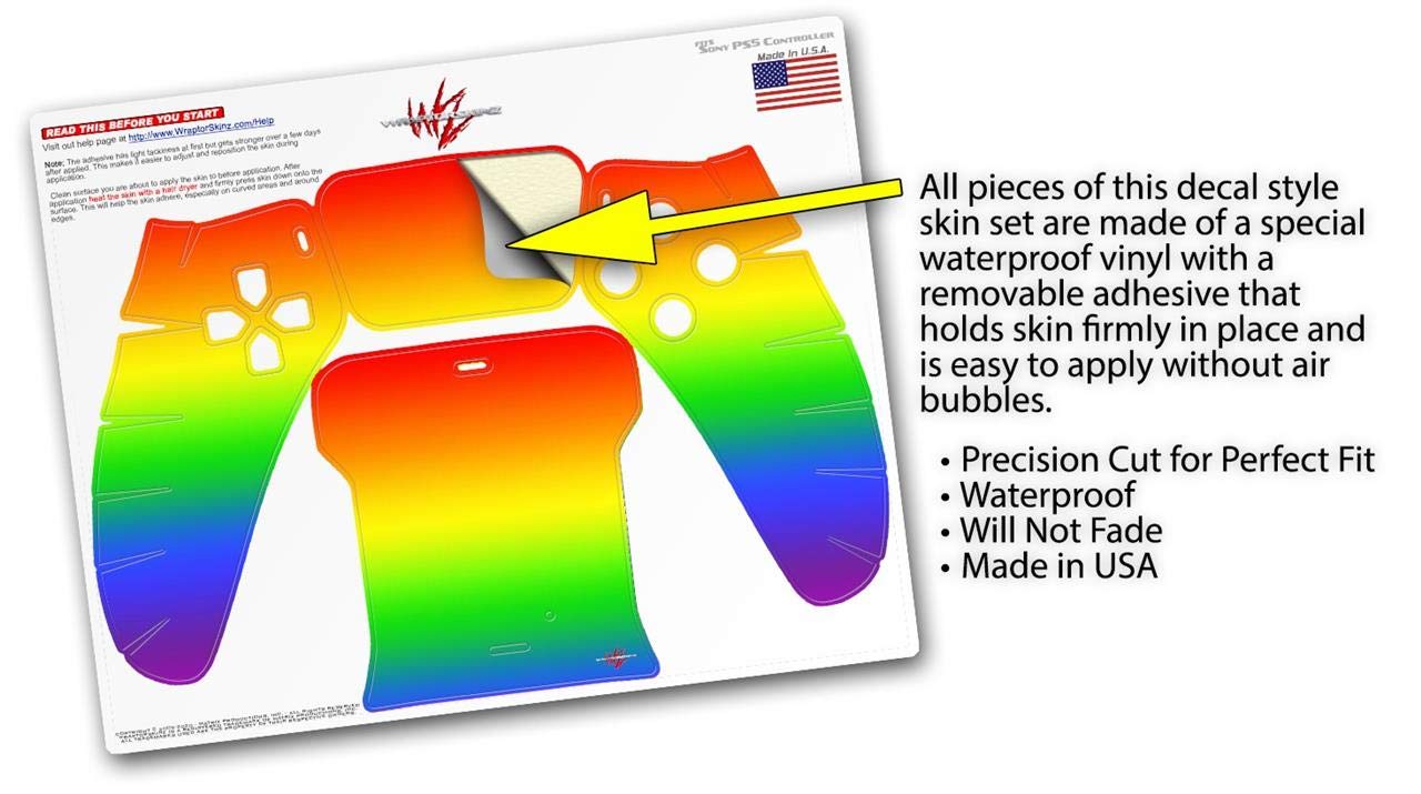 WraptorSkinz Skin Wrap compatible with Sony PS5 DualSense Controller Smooth Fades Rainbow (CONTROLLER NOT INCLUDED)
