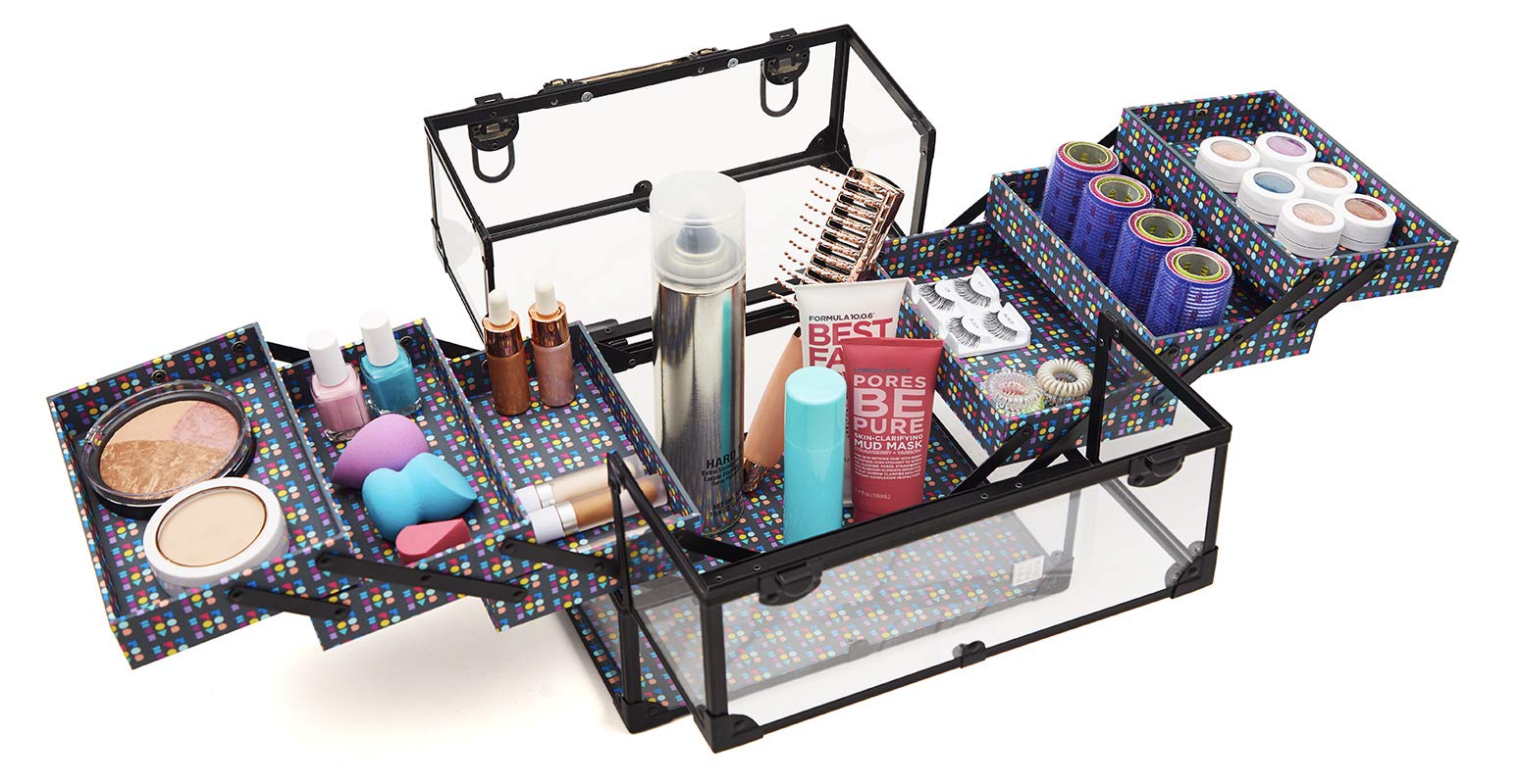 Caboodles Rainbow Rad - Neat Freak Makeup Organizer, Black Trim Rainbow Jacquard