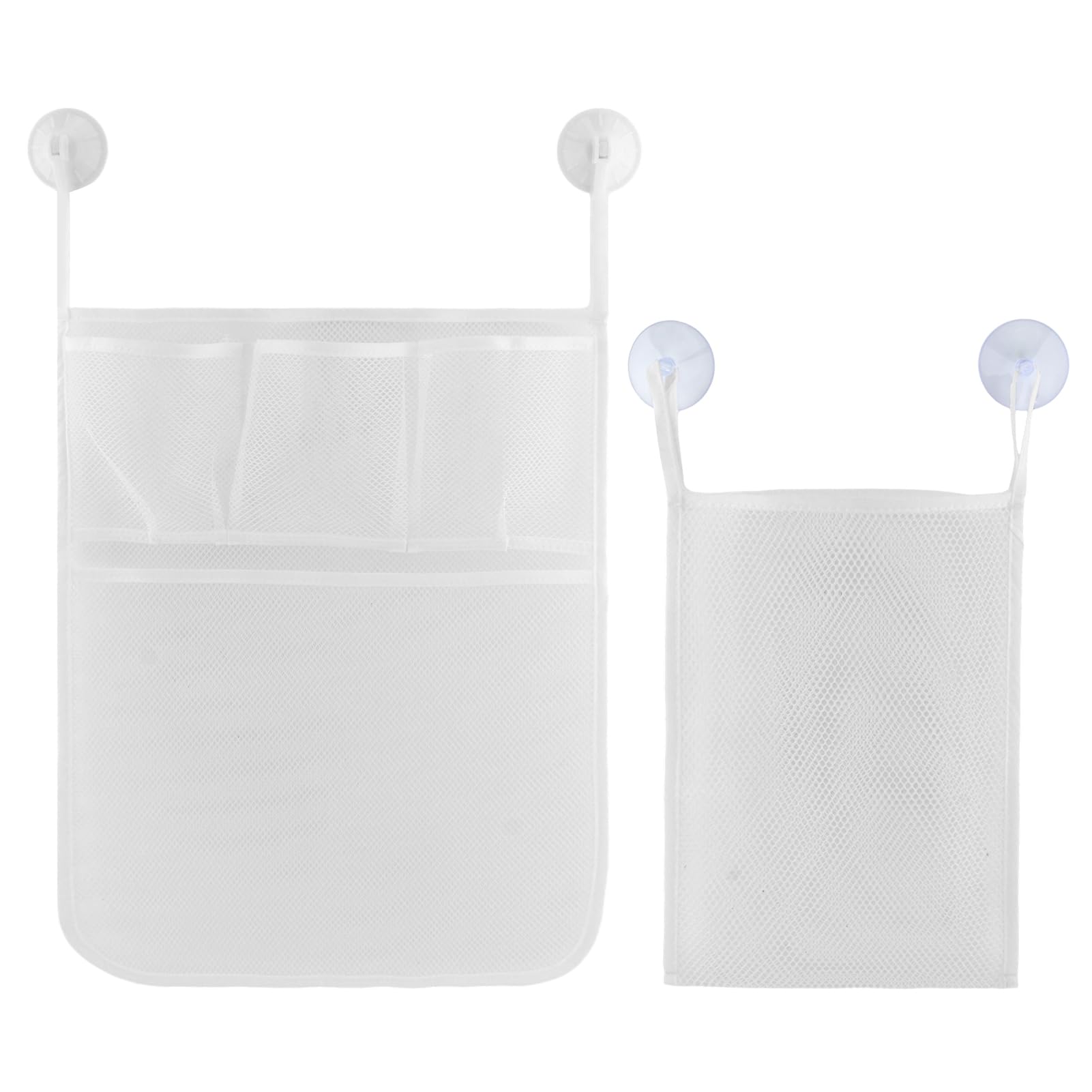 Jaeskeclip 2pcs Bath Toy Storage,Bath Toy Holder,Bath Tub Toy Holder Net With Pockets, Shower Caddy Holds Kids Toys, Soap, Or Shampoo, Hooks Included, White