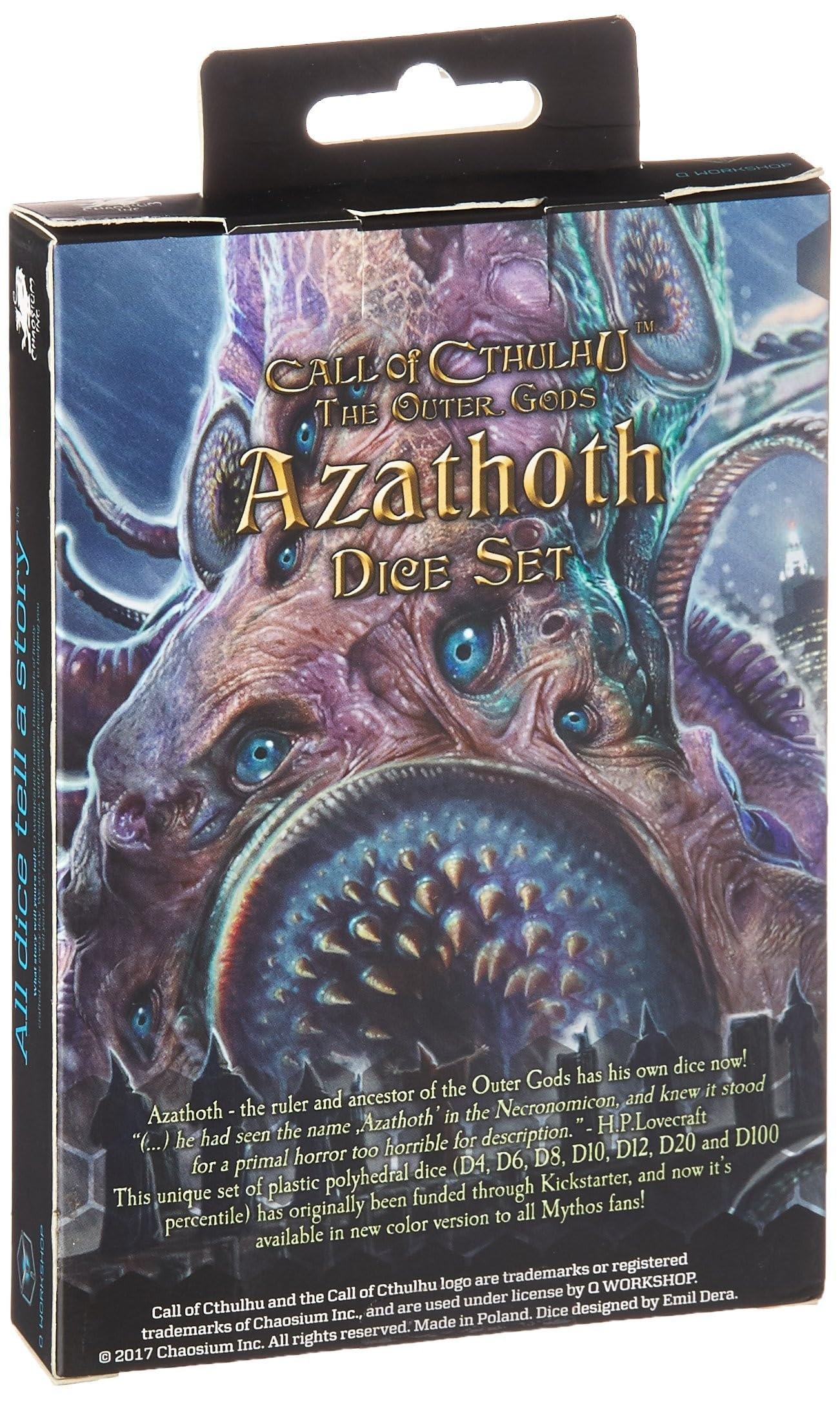 Q WORKSHOP Call Of Cthulhu The Outer Gods Azathoth RPG Ornamented Dice Set 7 Polyhedral Pieces