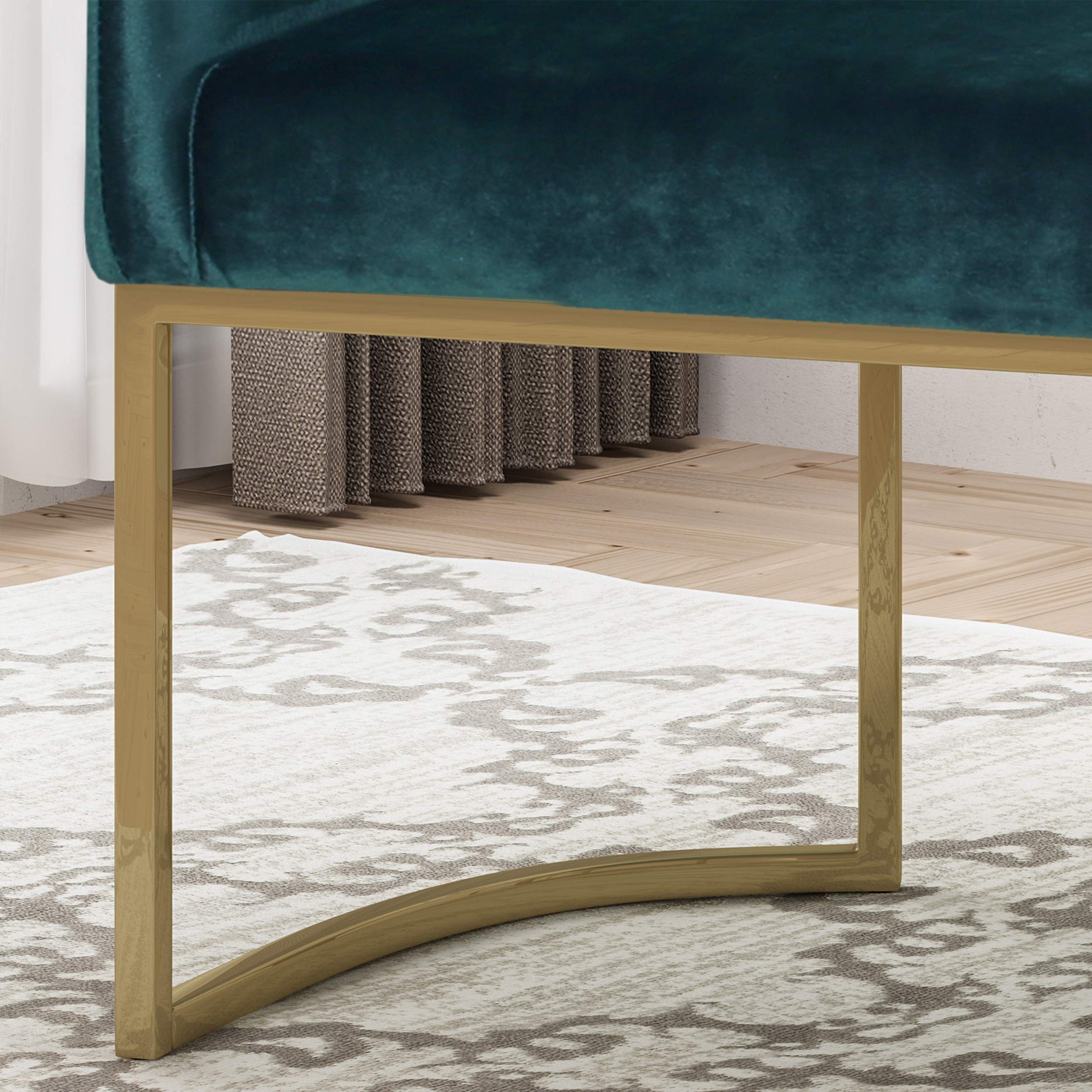 Christopher Knight Home Fern Modern Tufted Glam Accent Chair with Velvet Cushions and U-Shaped Base, Teal Finish, Black, Rose Gold 26D x 26W x 34H in