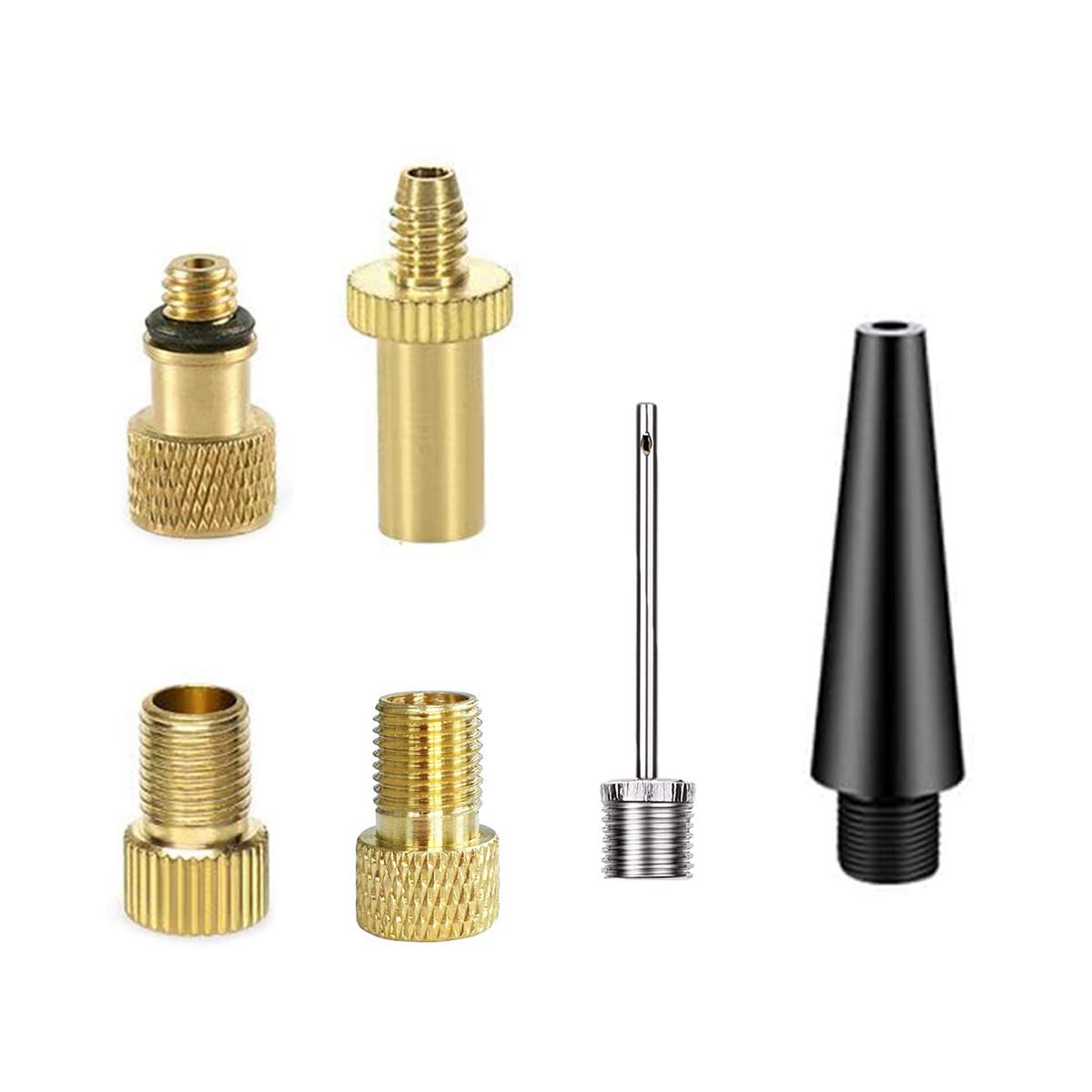 BSTHP Valve Adapter Set, 6Packs Bicycle Car Valve Adapter Kit Set for Air Compressor Floor Pump SV AV DV Car Gas Station