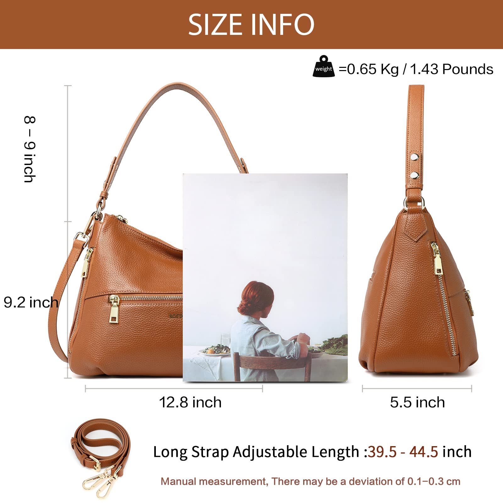 BOSTANTEN Women Handbags Leather Purses Designer Crossbody Shoulder Hobo Bags Brown