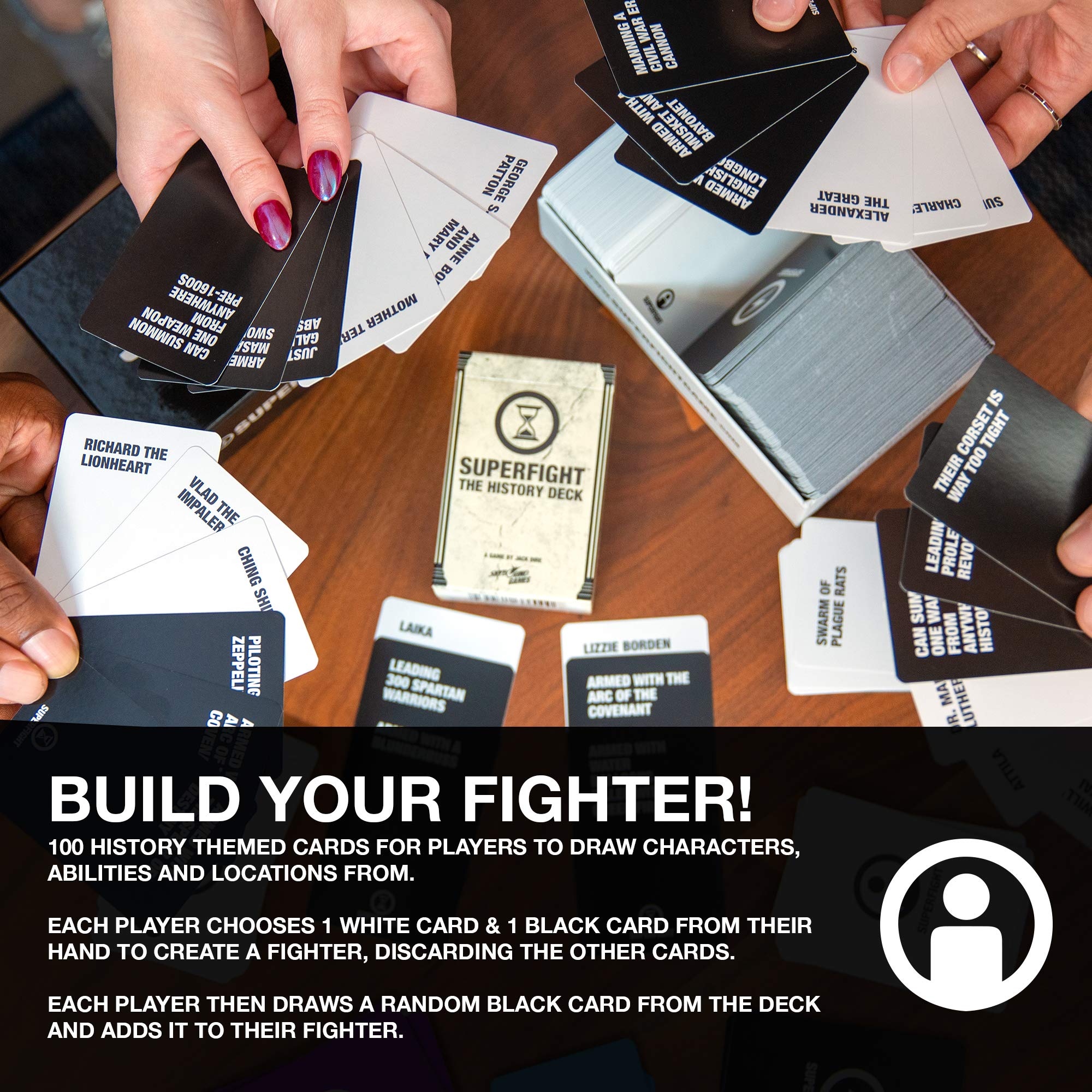 Superfight History Deck: 100 Historical Themed Cards for The Game of Absurd Arguments |Family Friendly Game of Super Powers & Super Problems, for Kids Teens Adults, 3 or More Players, Ages 8+