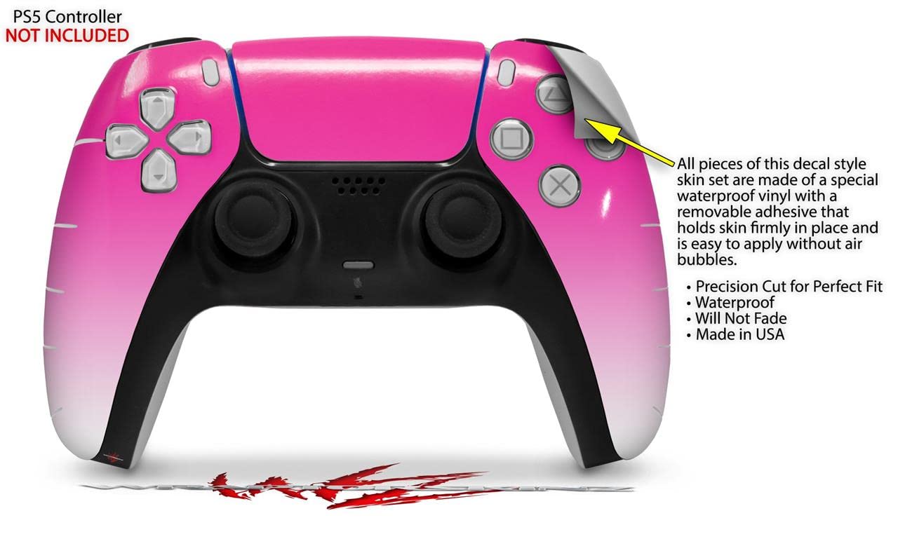 WraptorSkinz Skin Wrap compatible with Sony PS5 DualSense Controller Smooth Fades White Hot Pink (CONTROLLER NOT INCLUDED)