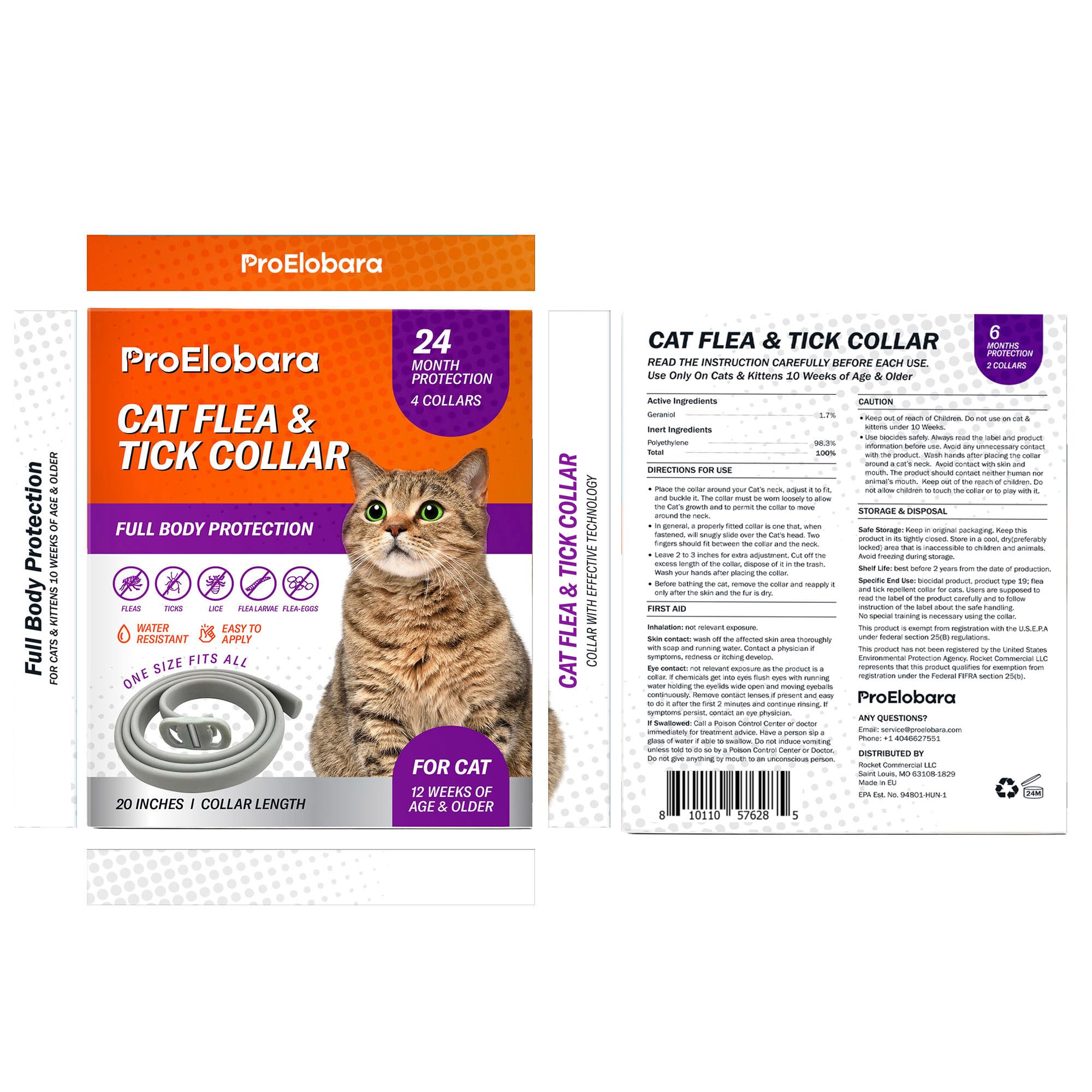 Cat Flea Tick Prevention Collar: Nature Flea Collar for Cats Fleas Repellent Collars - Safe Tick Prevention Collars for Cats Ticks Control for Kitten - 4 Pack 24 Month Protection