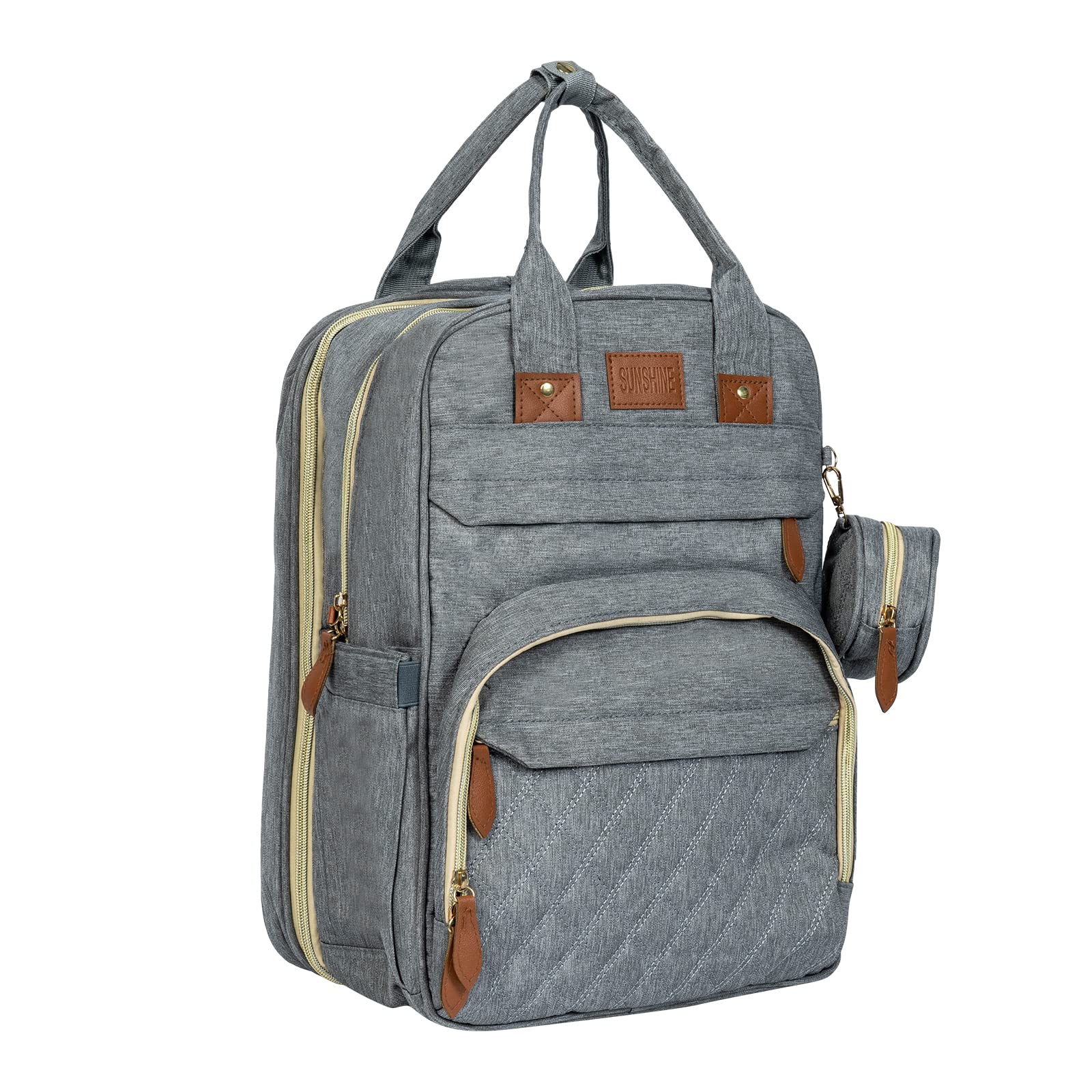 DAILY&DIARY Diaper Bag Backpack, Baby Bag Multifunction Waterproof Nappy Bag with Stroller Straps, USB Charging Port Unisex for Newborn Boys Girls, Grey