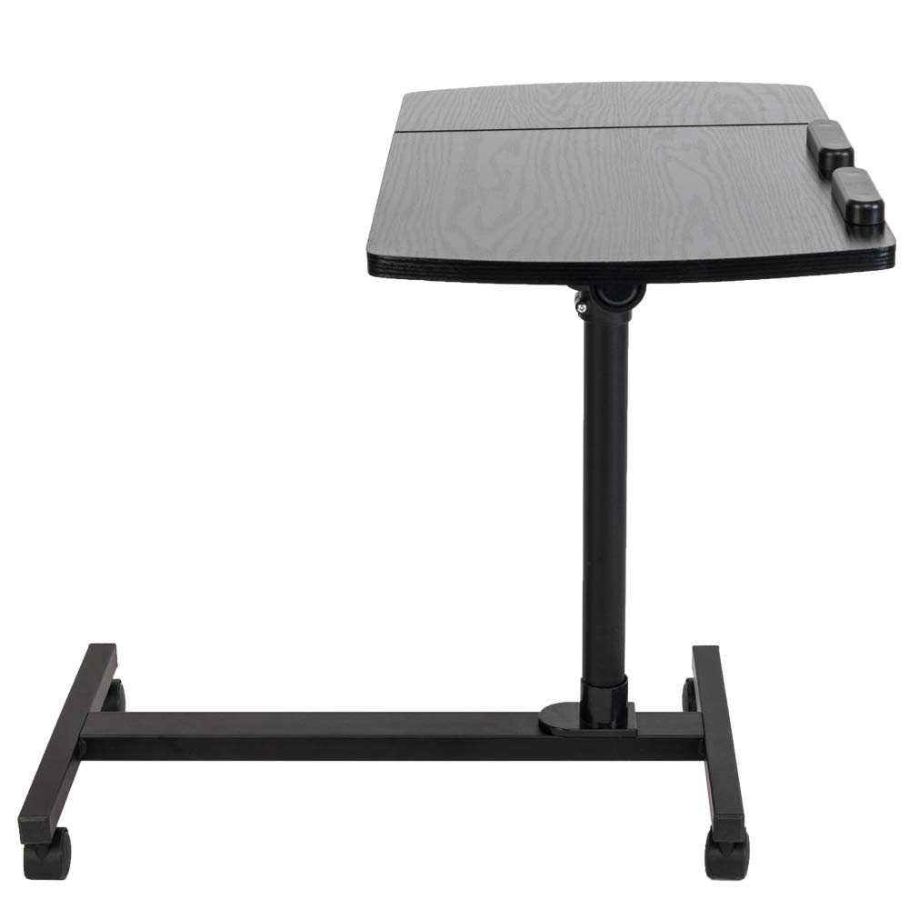 Portable Swivel Laptop Table Desk Adjustable Angle & Height Rolling Stand Tiltable Tabletop Desk Laptop Notebook Sofa/Bed Side Table Hospital Table Stand W/Lockable Casters, Black