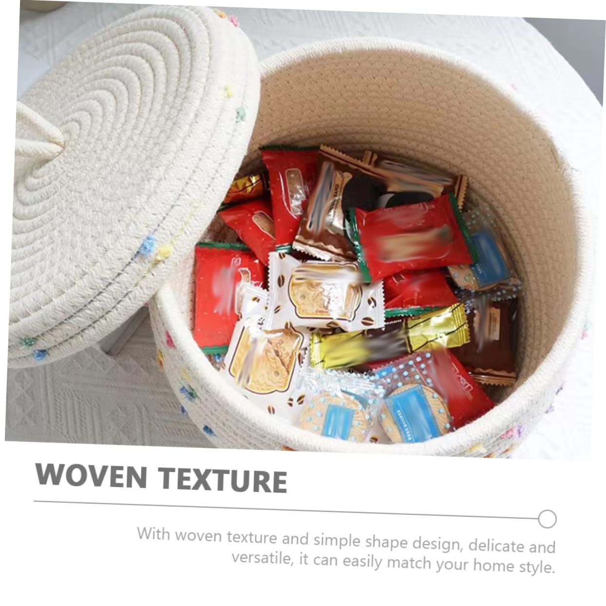 CHILDWEET Rope Storage Basket Round Storage Basket Small Baskets for Shelves Laundry Basket Woven Round Rattan Boxes Woven Storage Bin Rattan Storage Baskets Home Supplies Bedroom Organizer
