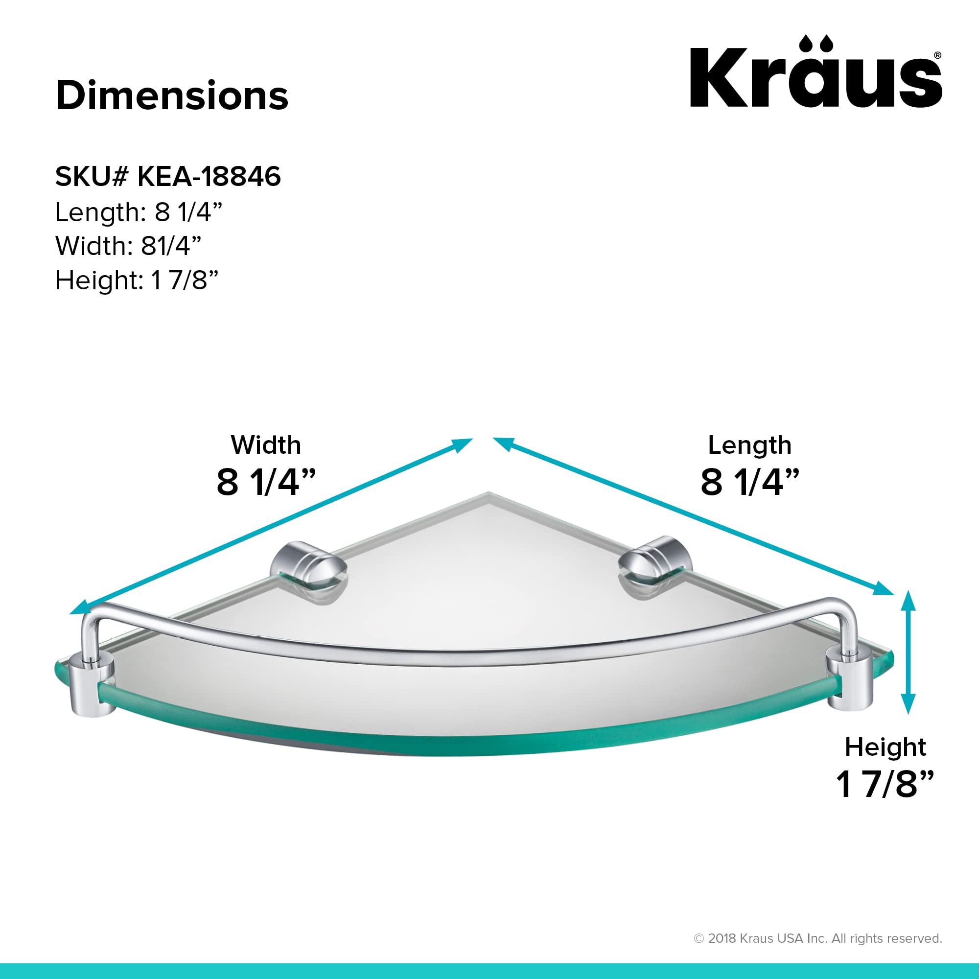 Kraus Elie Corner Bathroom Shelf, Chrome Finish, KEA-18846CH