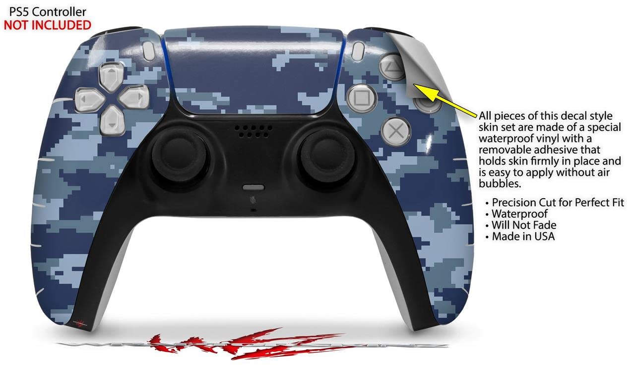 WraptorSkinz Skin Wrap compatible with Sony PS5 DualSense Controller WraptorCamo Digital Camo Navy (CONTROLLER NOT INCLUDED)