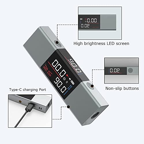 Diirglus Digital Inclinometer Protractor 4 * 90° Digital Angle Finder Gauge Precision Goniometer with LCD Display for Sawing/Decoration/Woodworking