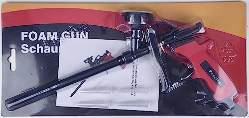 Foam Gun, Preciva Professional Foaming Gun Heavy Duty PU Expanding Foam Gun Spray Application Applicator Caulking Gun (Red)