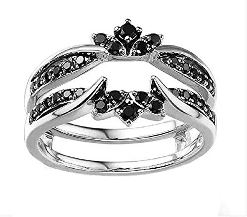 Celebrityinspired jewelry Black Simulated Diamond Enhancer Ring 0.50 ct tw Round Cut 14K White Gold Plated Solid Sterling Silver (8)
