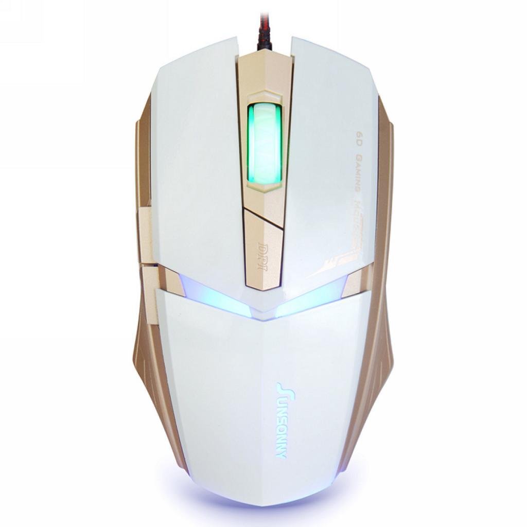 Qisan Gaming Mouse USB Wired Mouse 1600 DPI Adjustable LED Cool (Black)