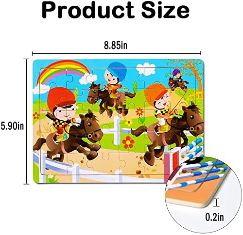 Puzzles for Kids Ages 3-5, 6 Pack Wooden Jigsaw Puzzles for Toddlers 30 Pieces Preschool Educational Learning Toys Set for Boys and Girls