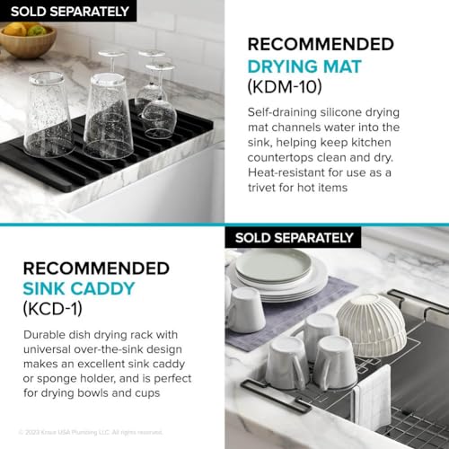 KRAUS Kore 27-Inch Farmhouse Workstation 16 Gauge Single Bowl Stainless Steel Kitchen Sink with Accessories, KWF210-27