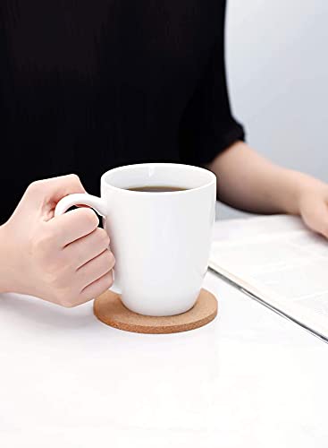 Sweese 611.001 Porcelain Mugs - 12 Ounce for Coffee, Tea, Mocha and Mulled Drinks - Set of 6, White