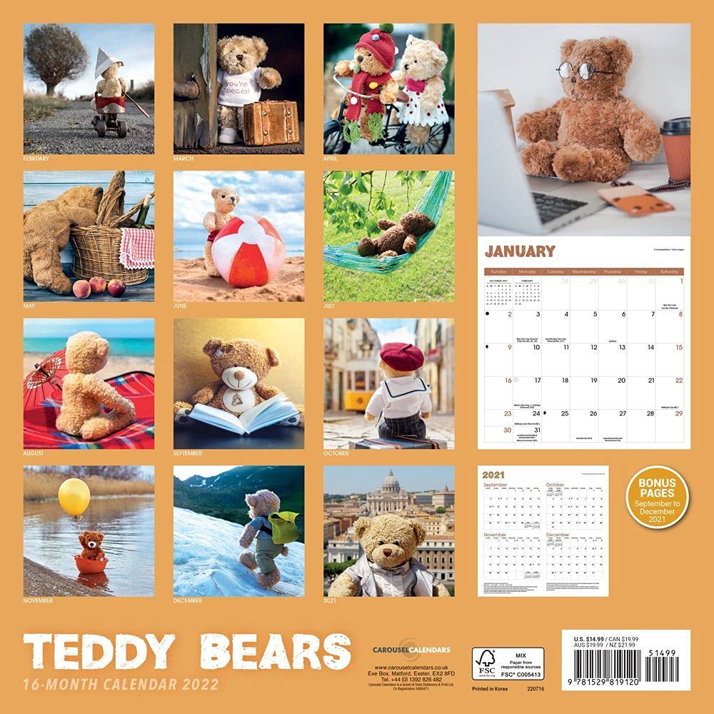 Carousel Calendars, Teddy Bears 2022 Wall Calendar