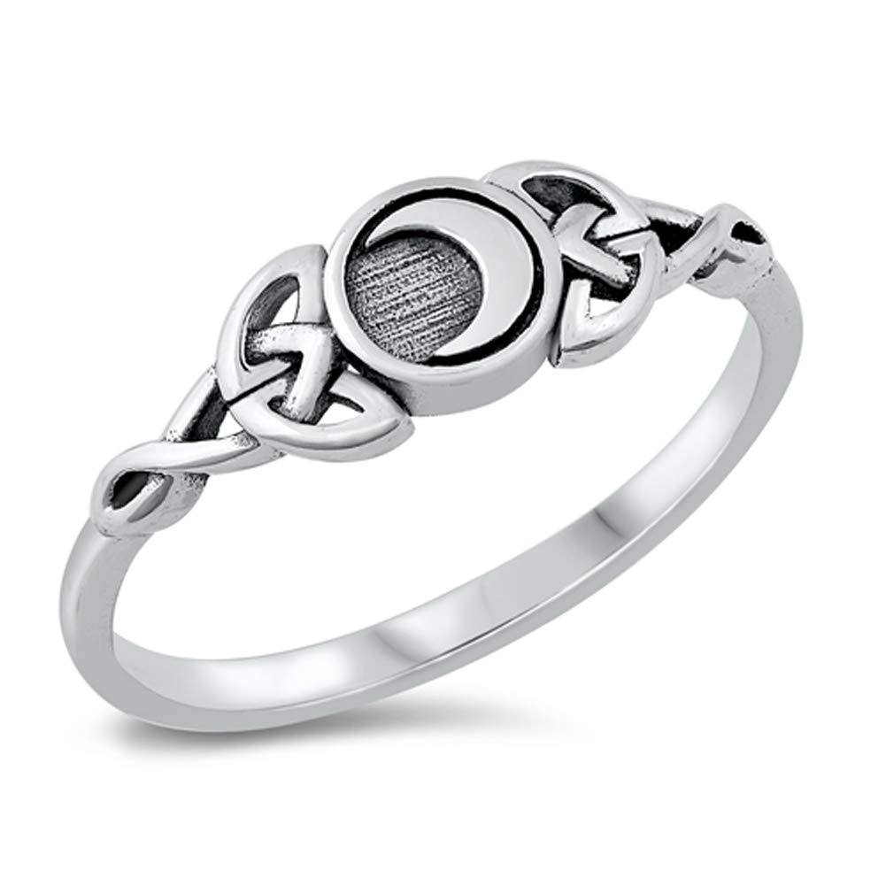 Celtic Triquetra Moon Witch Ring New .925 Sterling Silver Band Size 12