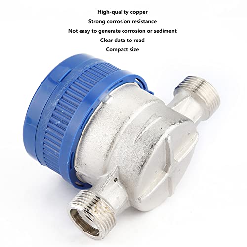 Deosdum Water Flow Meter, Water Meter Copper 1.5M3/H Mechanical Water Meter 15Mm 1/2 Inch Water Flow Gauge Garden Water Flow Meter