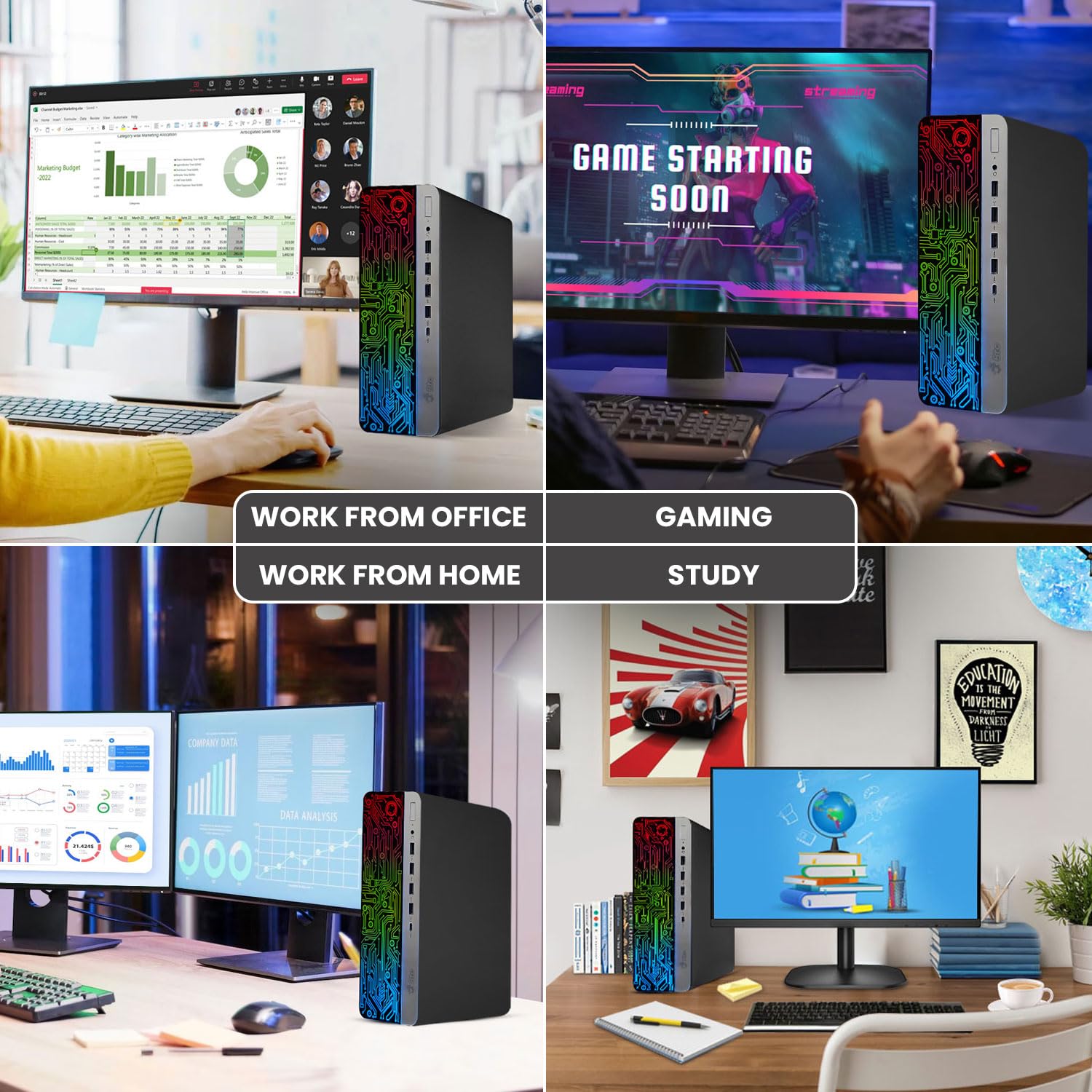 BTO RGB Gaming Desktop PC Bundle - Intel Core i5 7th Gen, 16GB DDR4 Ram, 512GB SSD, Radeon RX-550 4GB GDDR5, New 22 Inch Monitor β Prebuilt Computer Tower for PC Gaming - Windows 10 Pro (Renewed)