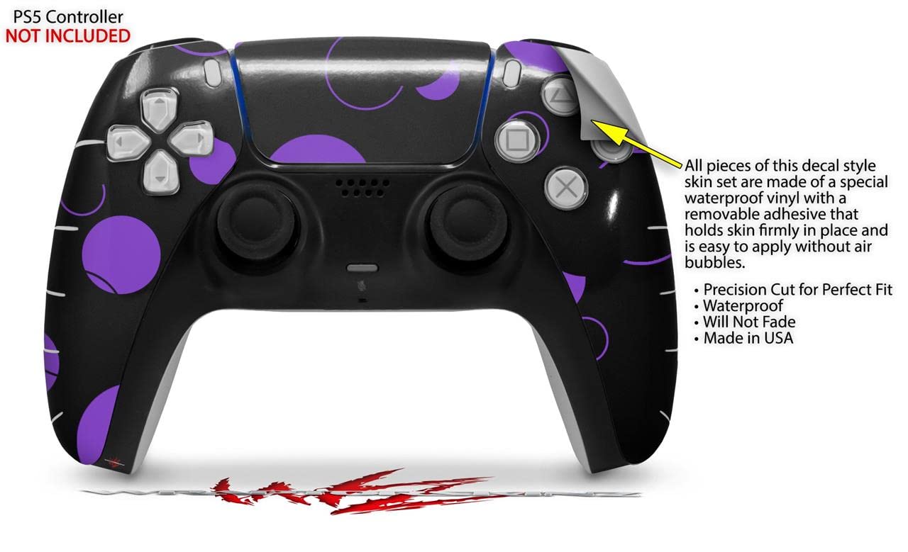 WraptorSkinz Skin Wrap compatible with Sony PS5 DualSense Controller Lots of Dots Purple on Black (CONTROLLER NOT INCLUDED)
