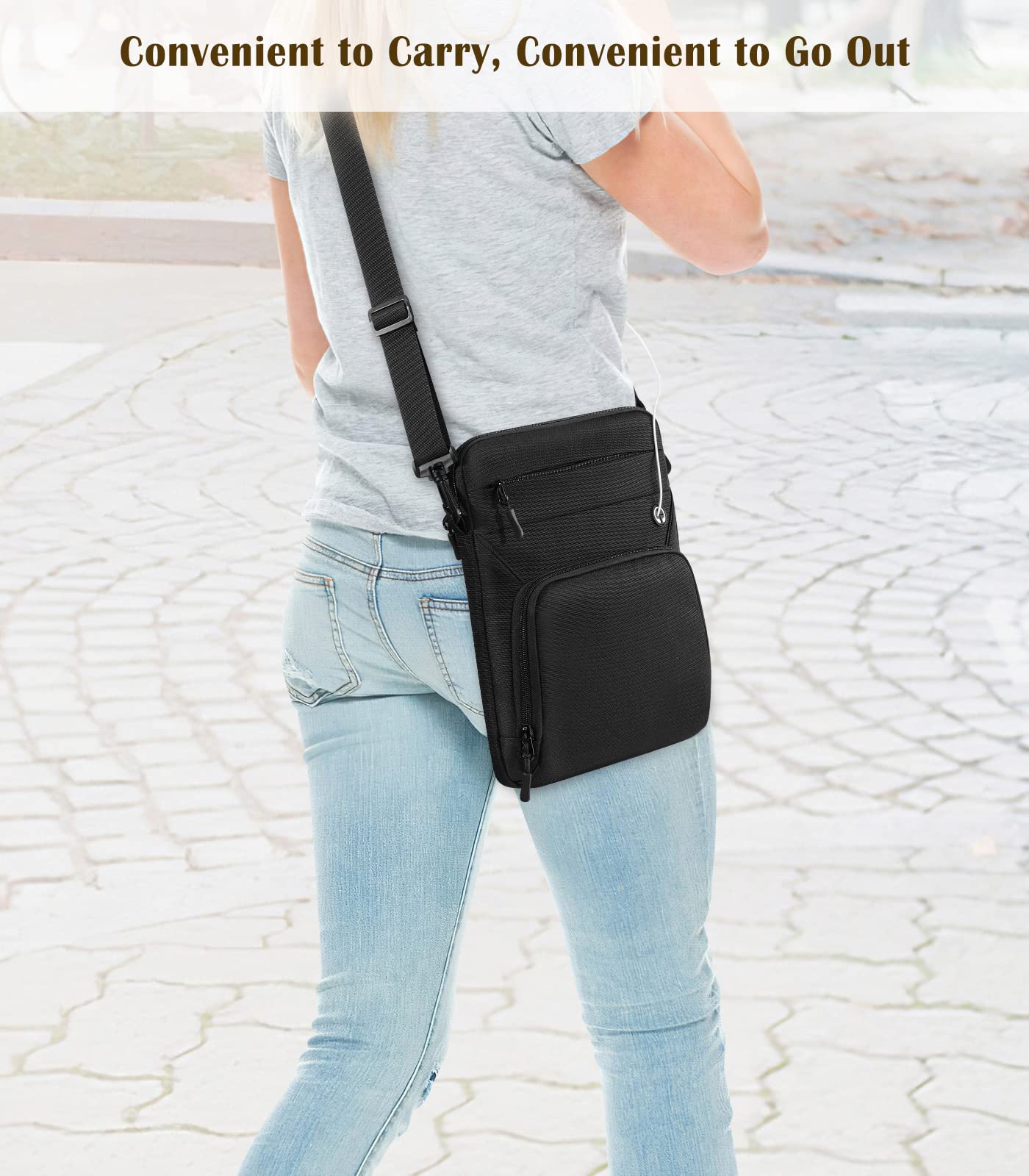 Dadanism 9-11" Tablet Sleeve Bag for iPad Air 5/4 10.9, iPad Air 11" 2024, iPad 9/8/7th 10.2, iPad 10th Gen 10.9, iPad Pro 11 M4 M2 2024-2018, Galaxy Tab A9+ S9 FE A8, with Shoulder Strap, Black