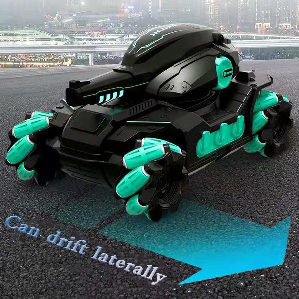 Xximuim RC Tank Car, 2.4G Electric Watch Remote Control Water Bomb Tank car Stunt Multiplayer Battle Toy Car, Can Drift Horizontally, 360° Stunt Rotation，Great Gift Toy for Boys