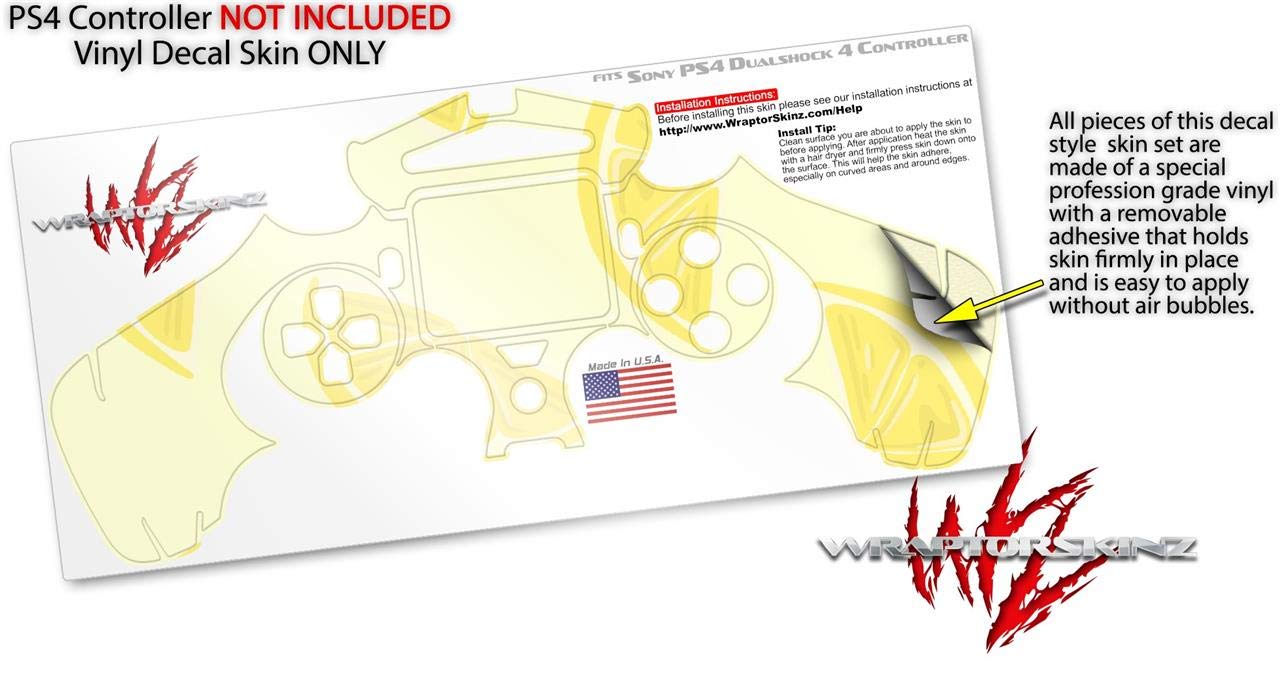 WraptorSkinz Vinyl Decal Skin Compatible with Sony PS4 Controller PlayStation 4 Original Slim and Pro Lemons Yellow (Controller NOT Included)