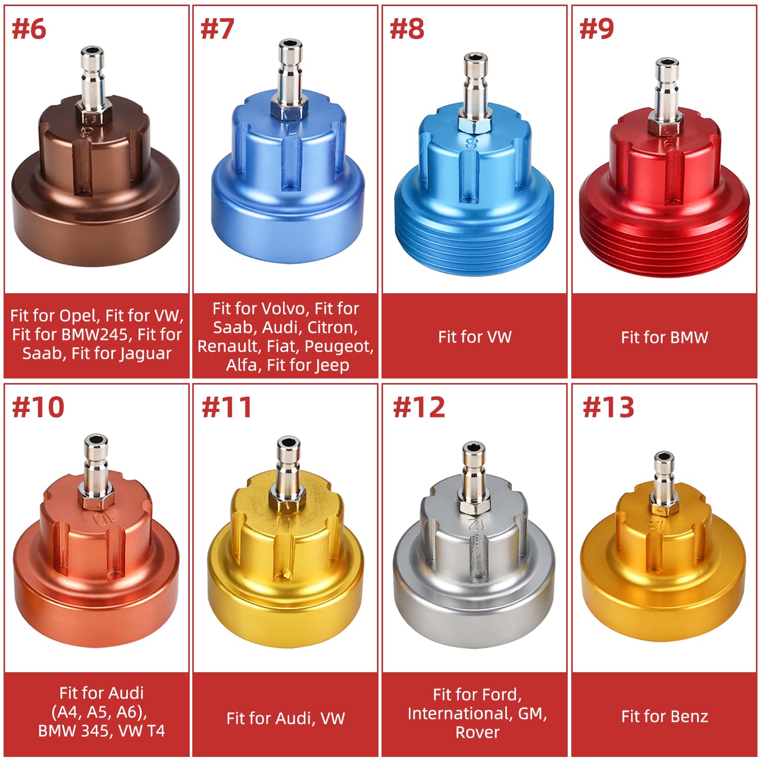 BTSHUB 14 pcs Radiator Pump Pressure Tester Tool Kit Vacuum Pressure Cooling System Tester