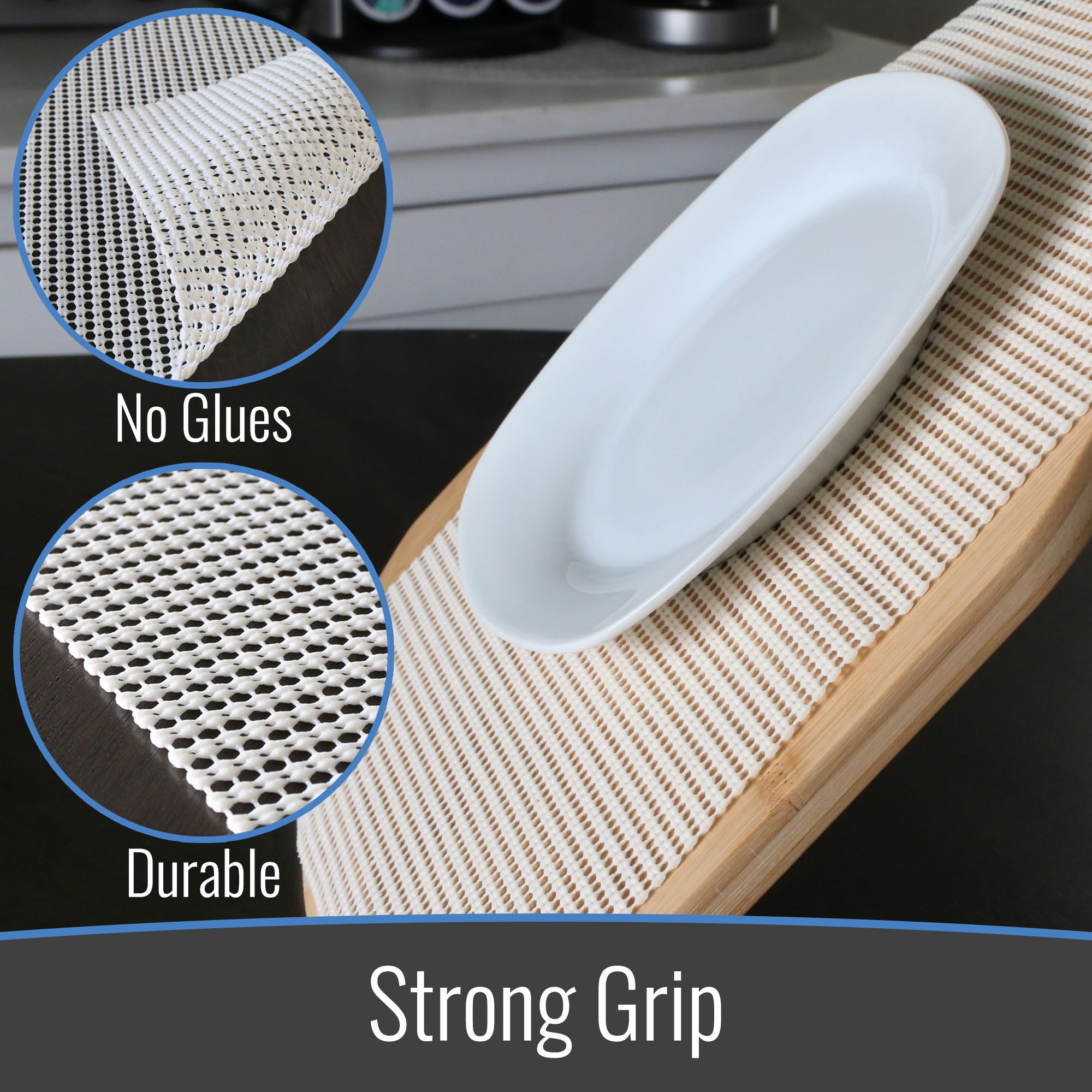 Handy Gourmet Non-Adhesive Cabinet, Drawer & Shelf Liners, Protects and Styles, Simple Installation, (4) Pre-Cut Sheets 10″ x 16″, Ribbed Texture, Beige